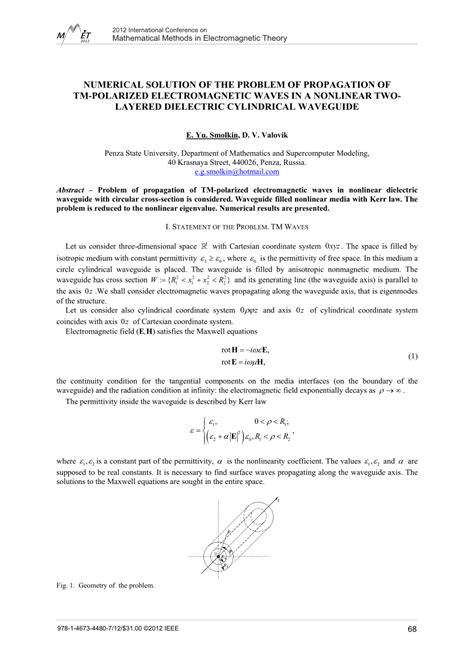 Pdf Numerical Solution Of The Problem Of Propagation Of Tm Polarized Electromagnetic Waves In
