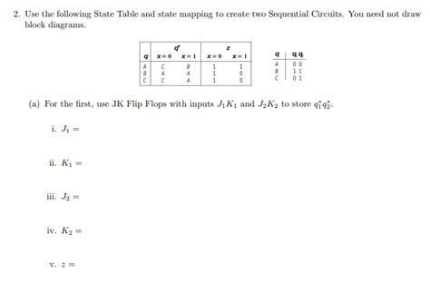 Solved 2 Use The Following State Table And State Mapping To Chegg Com