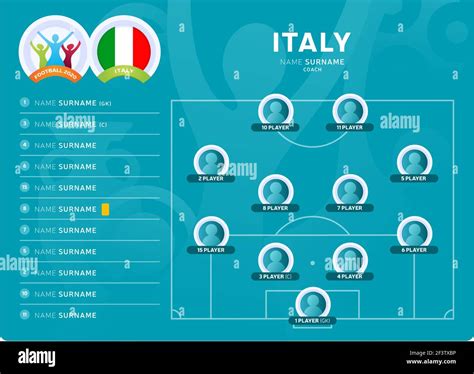 Italy Line Up Football 2020 Tournament Final Stage Vector Illustration