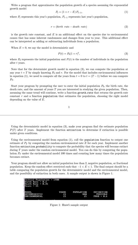 Solved Write A Program That Approximates The Population
