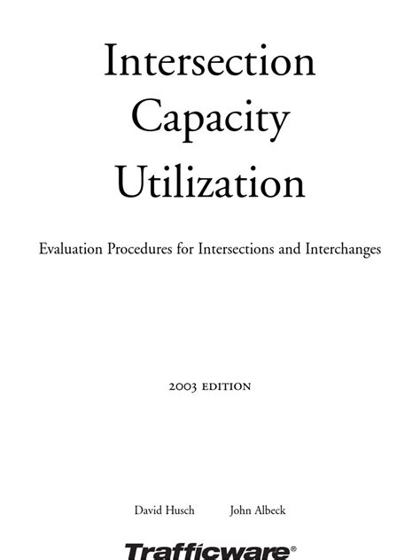 Intersection Capacity Utilization Pdf Road Transport