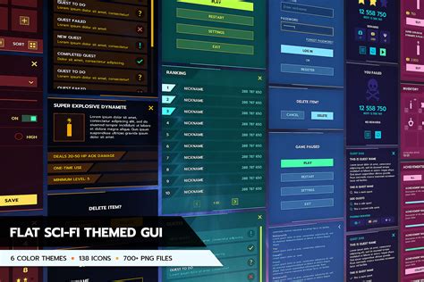 Scifi Modern Flat Themed Gui Ui Kit Over 700 Png Files Psd Ai Sources 2d Gui Unity