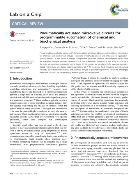 Pdf Pneumatically Actuated Microvalve Circuits For Programmable