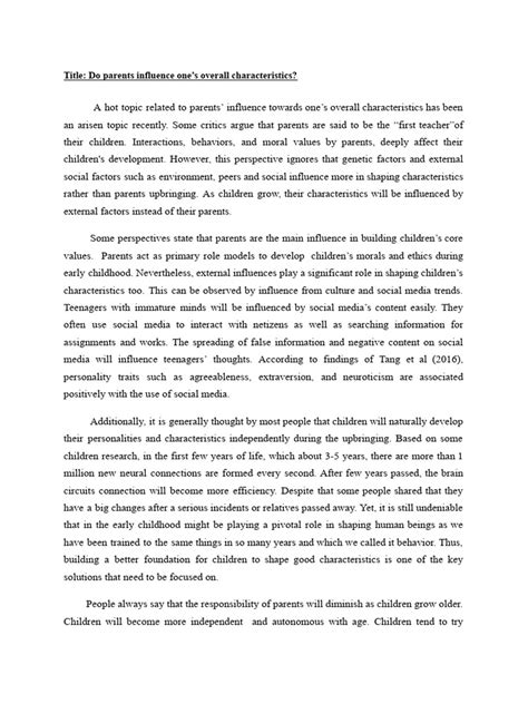 Argumentative Essay Assignment Pdf Adolescence Social Psychology