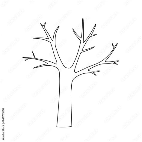 Naked Winter Tree Tree Without Leaves Line Art Doodle Style Stock Vector Adobe Stock