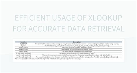 Efficient Usage Of Xlookup For Accurate Data Retrieval Excel Template