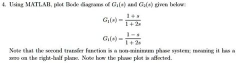 using matlab plot bode diagrams of g1 and g2 given below g1 s 1