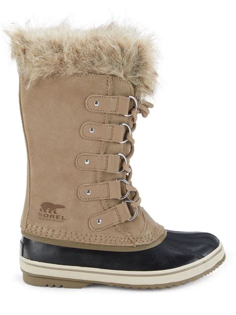 Sorel Joan Of Arctic Faux Fur Lined Suede Boots In Khaki Modesens