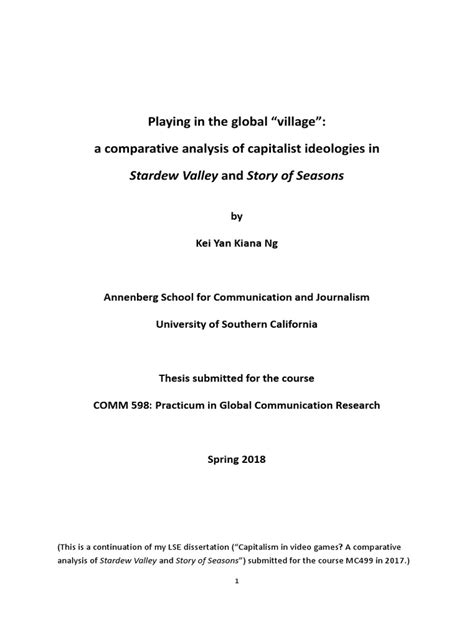 Playing In The Global Village A Comparative Analysis Of Capitalist