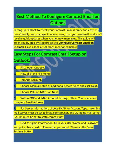 PPT Call 1 800 316 3088 How To Configure Comcast Email On Outlook PowerPoint Presentation ID