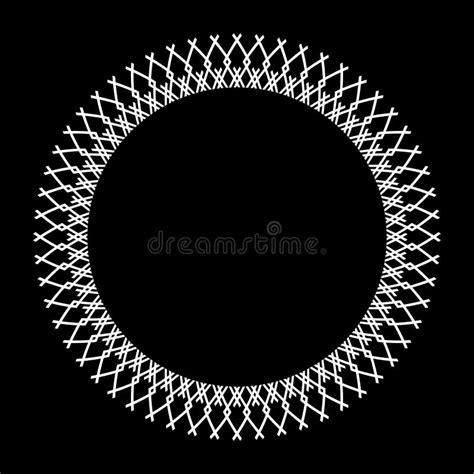 Radial Geometric White Pattern For Circle Frame On Black Background Stock Vector Illustration