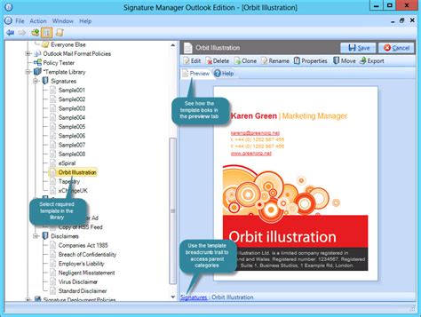 Exclaimer Signature Manager Outlook Edition Previewing A Template