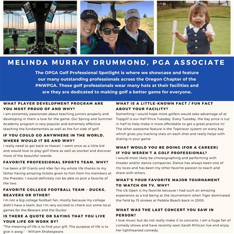 Opga Spotlight Melinda Murray Drummond Pga Associate Oregon