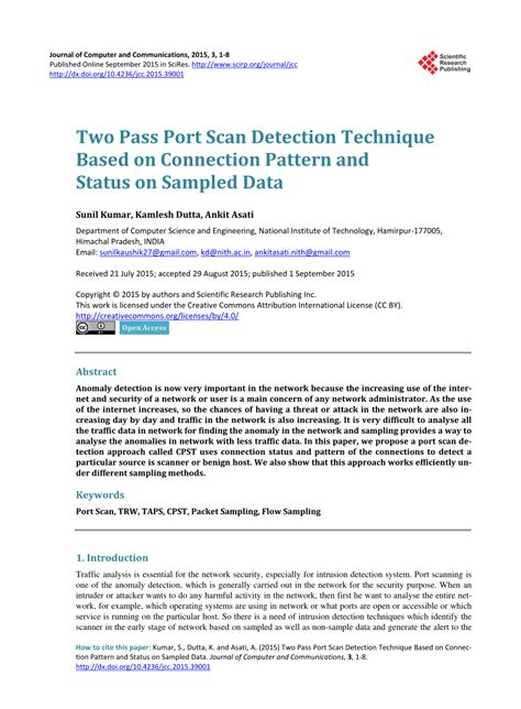 Pdf Two Pass Port Scan Detection Technique Based On Connection