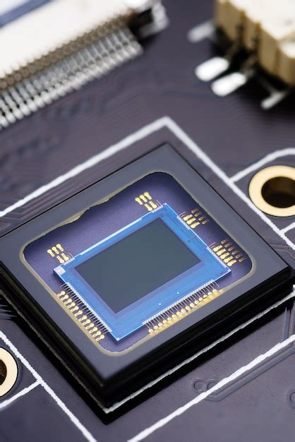 Premium Photo Camera Sensor Chip On Electronic Circuit Board