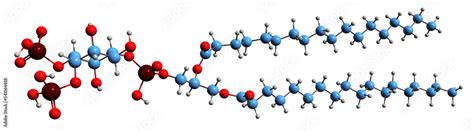 3d Image Of Phosphatidylinositol Bisphosphate Skeletal Formula Molecular Chemical Structure Of