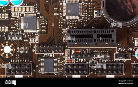 Electronics components on modern PC computer mainboard Stock Photo - Alamy