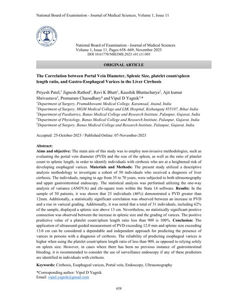 Pdf The Correlation Between Portal Vein Diameter Splenic Size Platelet Count Spleen Length