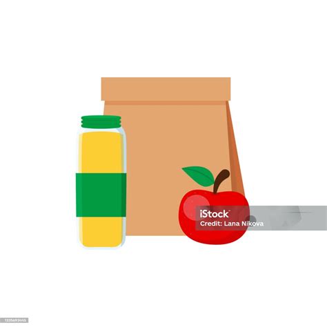 학교 급식 상자 식사와 간식 플랫 스타일의 벡터 일러스트레이션 포장 도시락에 대한 스톡 벡터 아트 및 기타 이미지 포장 도시락 사과 아이콘 Istock