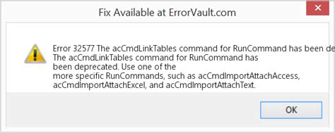 How To Fix Error 32577 The Accmdlinktables Command For Runcommand Has