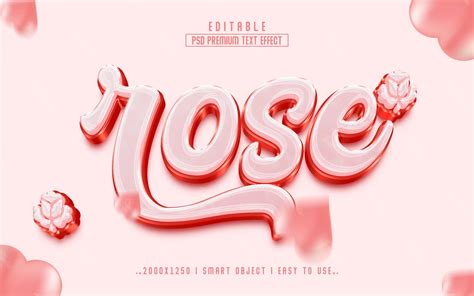 Rose Love 3d Text Effect Photoshop Premium Psd File