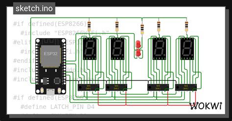 7 Segment Wall Clock Wokwi Esp32 Stm32 Arduino Simulator