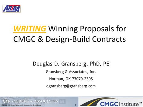 Pdf Writing Winning Proposals For Cmgc And Design Build Contracts