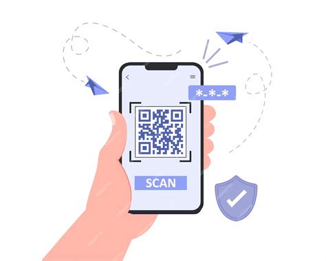 Premium Vector Man Hand Holding A Phone And Scanning Qr Code Barcode Scanner Technology