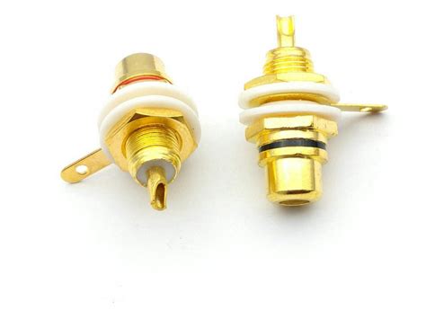 For 100pcs Gold Plated Rca Female Jack Panel Mount Chassis Socket Red Black