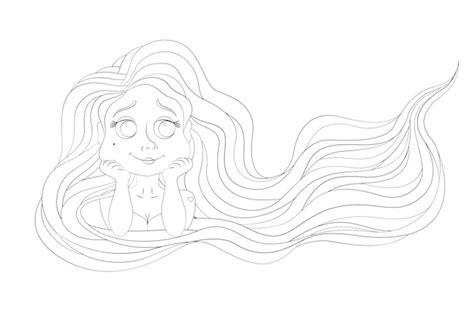 Jeune Belle Fille Aux Cheveux Longs Illustration Vectorielle Dessinée