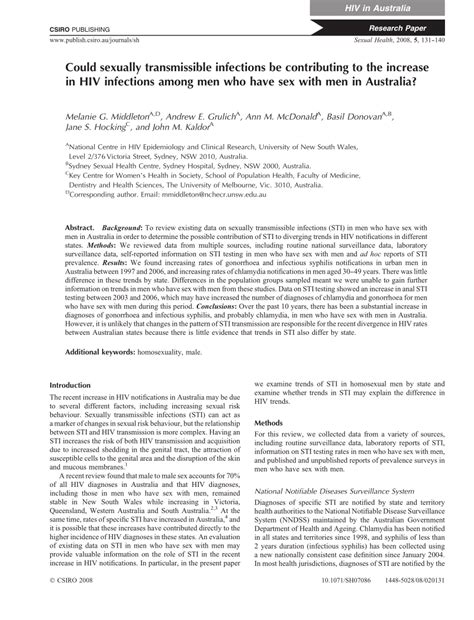 Pdf Could Sexually Transmissible Infections Be Contributing To The