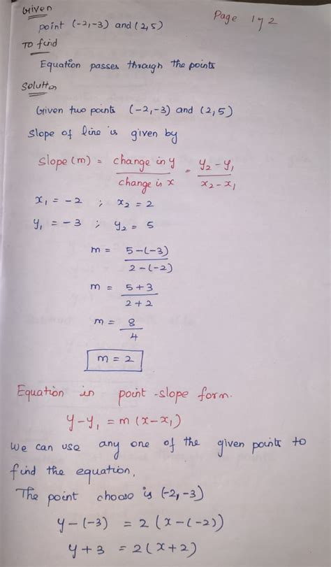 [solved] Whats An Equation That Passes Through The Points 2 3 And Course Hero