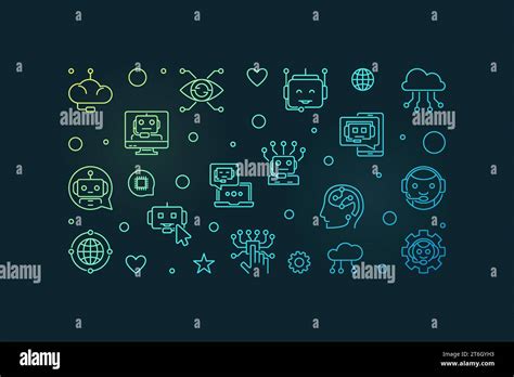 Chatbot Concept Thin Line Horizontal Vector Modern Banner Chatterbot