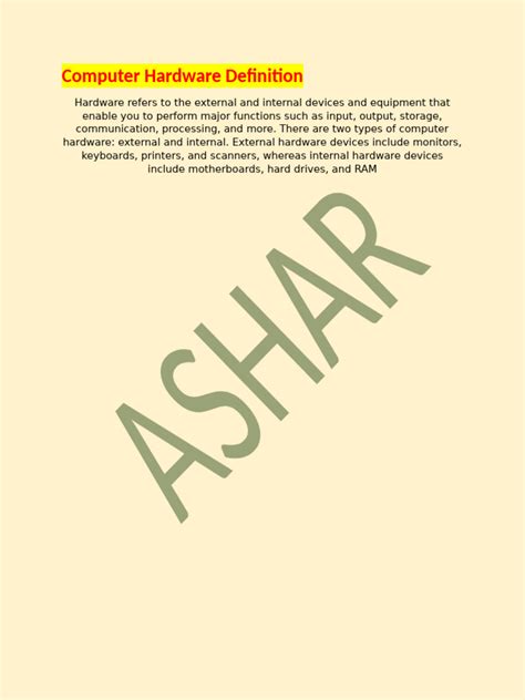 Computer Hardware Definition Pdf Computers Technology And Engineering