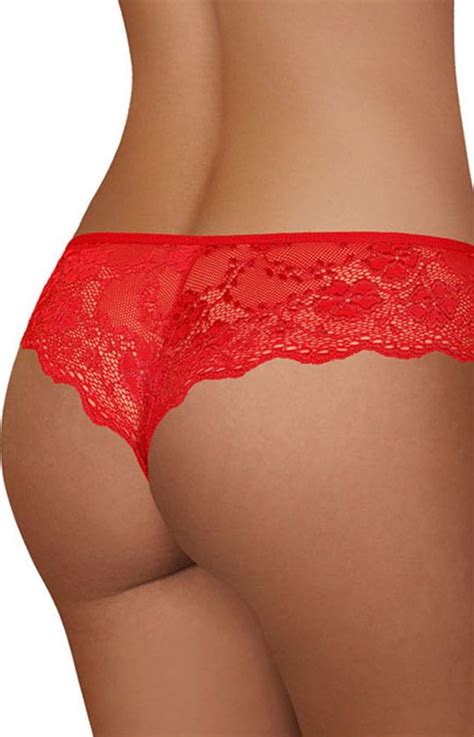 Koronkowe Stringi Damskie Czerwone 65 Czerwony Intymna Pl