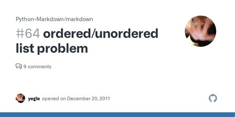 Orderedunordered List Problem · Issue 64 · Python Markdownmarkdown Orderedunordered List Problem · Issue 64 · Python Markdownmarkdown