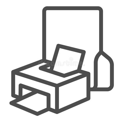 Printer Folder Line Icon Windows Pack Concept Vector Graphics Stock Vector Illustration Of