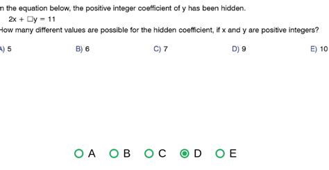 N The Equation Below The Positive Integer Coefficient Of Y Has Been Hidd