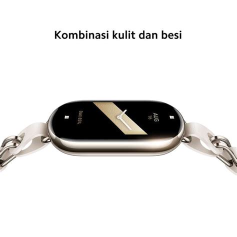 Promo Official Xiaomi Smart Band 8 Chain Strap Kombinasi Kulit Dan Besi Ringan Dan Nyaman