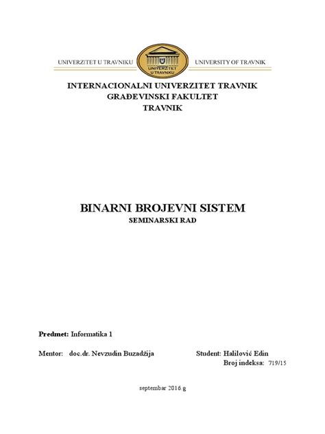 Binarni Brojevni Sistem Seminar Pdf