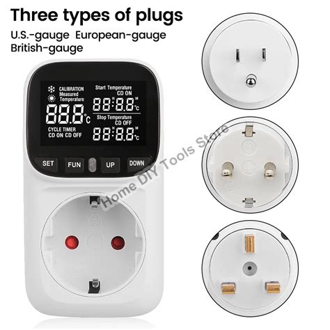 Digital Temperature Controller Socket Lcd Display Digital Thermostat Preset Timer Switch Cooling