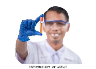 Asian Nerd Scientist Holding Sample Tube Stock Photo 2142225019 Shutterstock