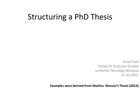 Ppt Structuring A Phd Thesis Powerpoint Presentation Free Download Id 9152893