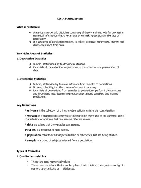 Basic Statistical Concepts Measures Of Location Docx Pdf Statistics Standard Deviation