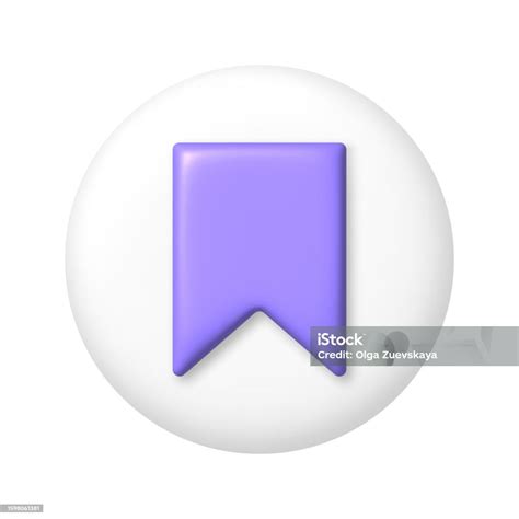 흰색 버튼에 보라색 3d 책갈피 아이콘입니다 3d 만화 벡터 그림입니다 저장 아이콘에 대한 스톡 벡터 아트 및 기타 이미지 저장 아이콘 3차원 형태 검색 Istock