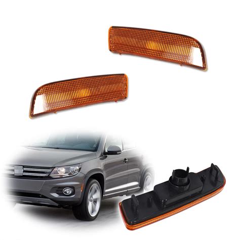 2x Front Fender Bumper Side Marker Reflector Light Amber For Vw Tiguan