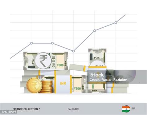 500 인도 루피 지폐 및 동전 번들으로 성장 그래프 평면 스타일 벡터 일러스트입니다 금융 및 경제 개념의 성장입니다 인도 통화에 대한 스톡 벡터 아트 및 기타 이미지