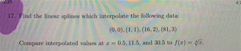 Solved 17 Find The Linear Splines Which Interpolate The