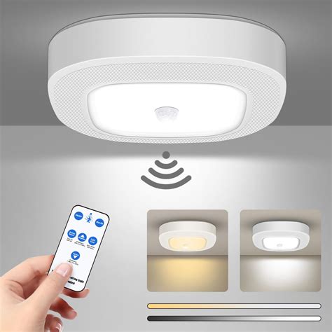 Battery Powered Motion Sensor Light Indoor With Remote 300lm Dimmable Battery Operated Ceiling
