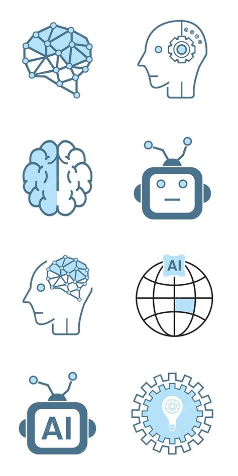 Premium Vector Group Of 8 Ai Icons Symbols Set Of Artificial Intelligence Lined Style